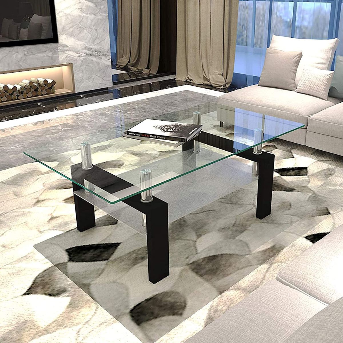Modern Design Indoor Versatile 2-Tier Glass Coffee Table – 0000Art