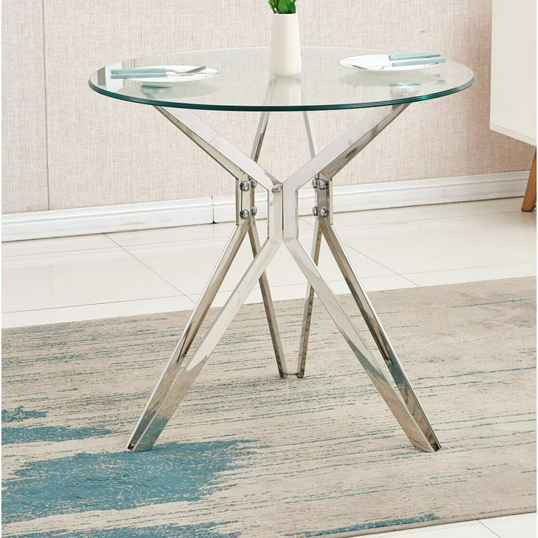 Dining Tables - Glass Top - Silver Chrome Legs – 0000Art
