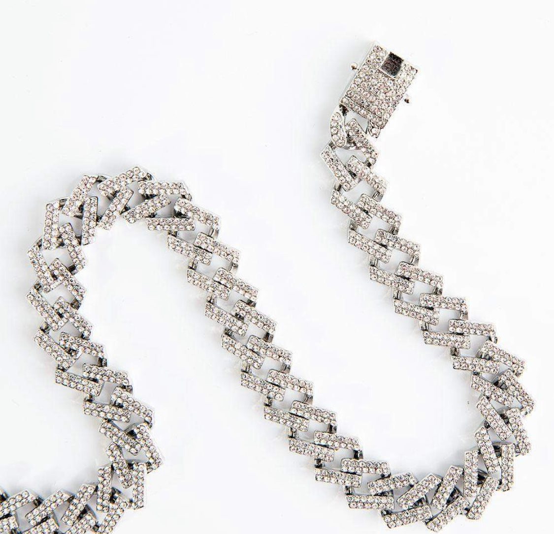 Iced Out Silver Cuban Chain in Zirconia Jewels – 0000Art